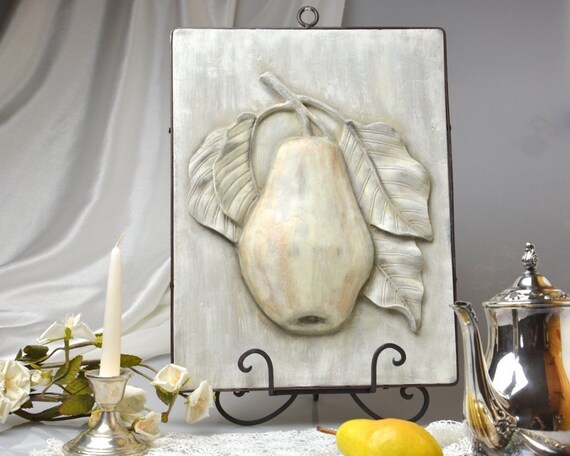 Framed Handpainted Pear Plaque Farmhouse Shabby Chic Decor Art | Etsy