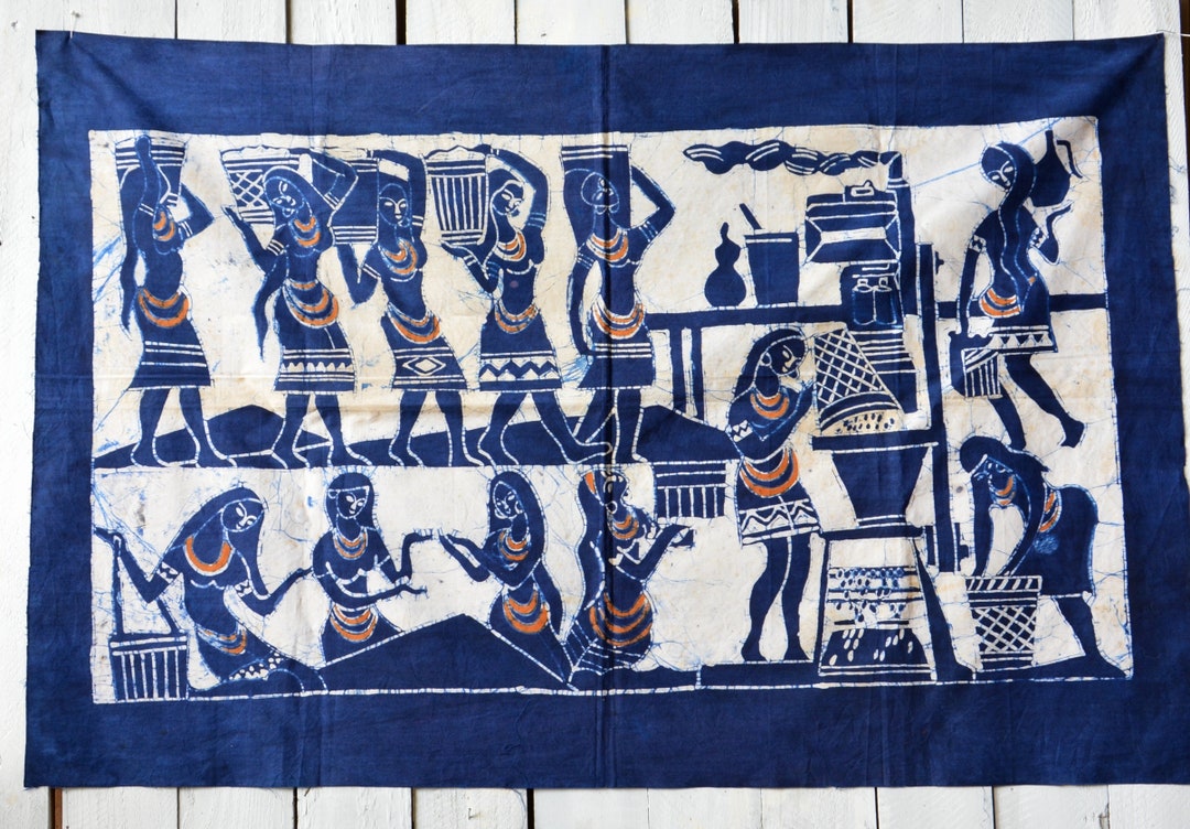 Vintage Batik Art Wall Hanging African Motif Design Fabric Lightweight ...