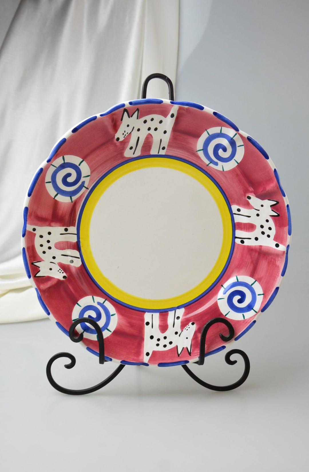 Pottery Barn Dalmatian Dog Plate: Hand-painted Serving Plate, Made in ...