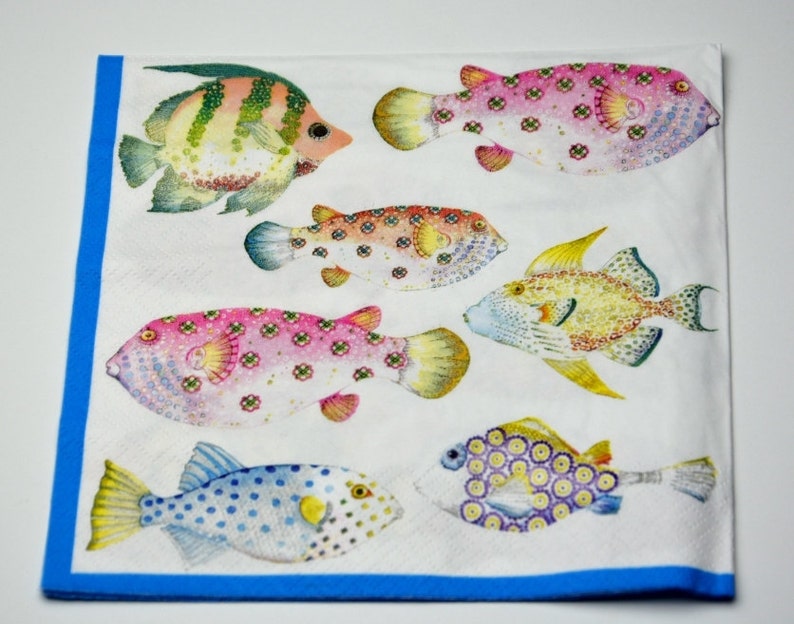 Tropical Fish Paper Napkins for Decoupage Ocean Decoupage | Etsy