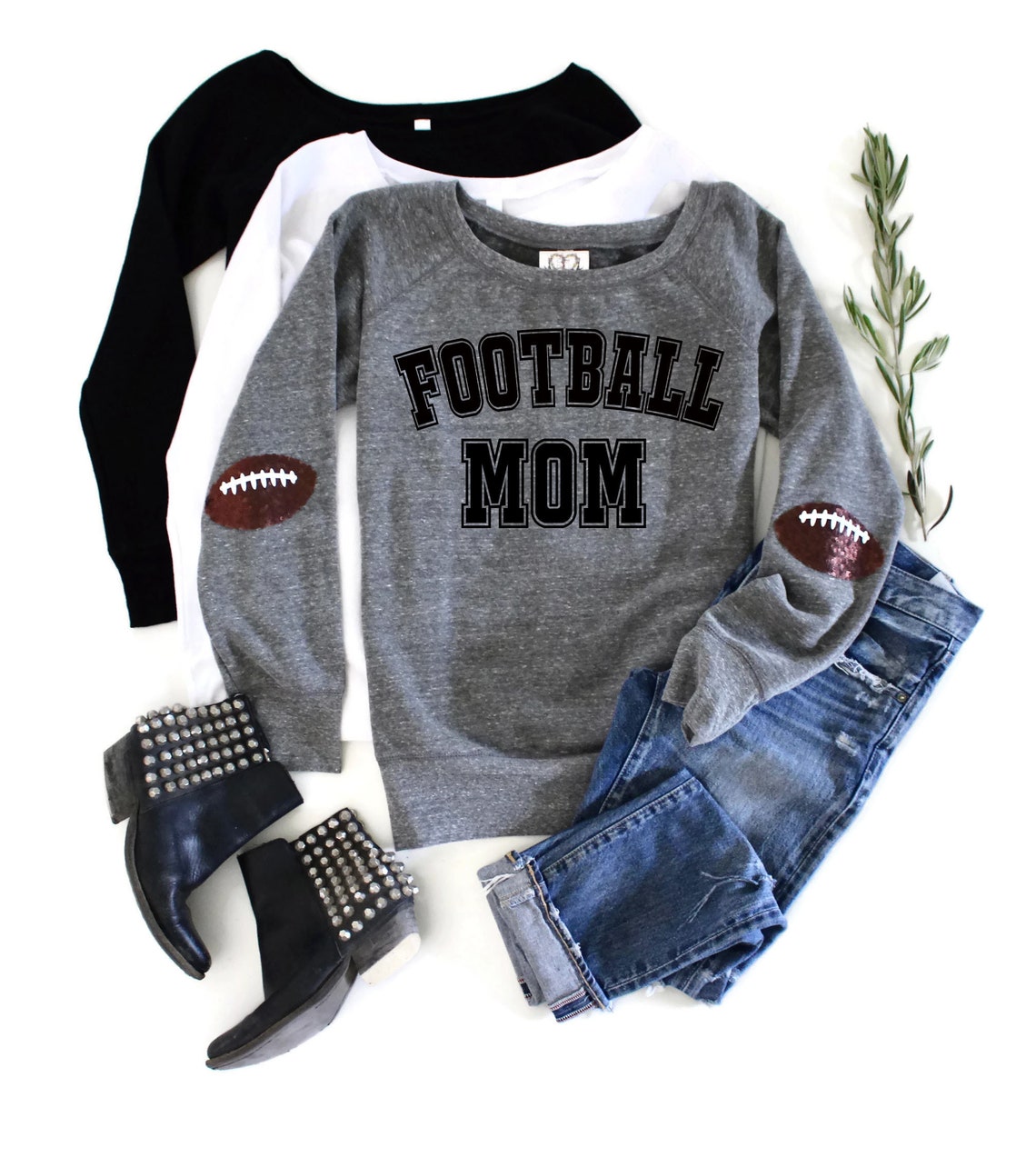 Football Mom Shirts / Game Day / Sequin Top / Elbow Patches / | Etsy