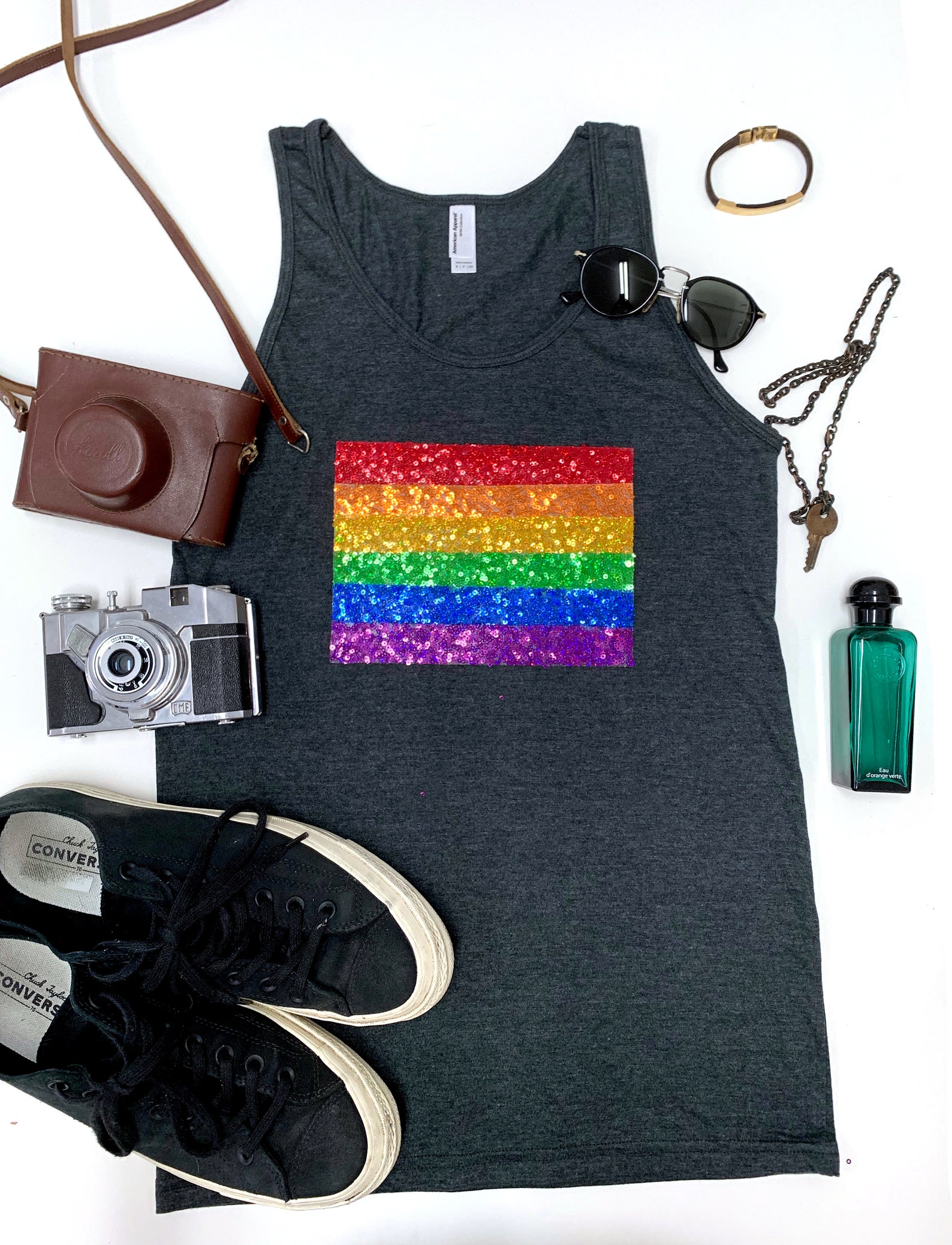 Sequin Rainbow Tank Top. Rainbow Pride Tank. Rainbow Mens - Etsy