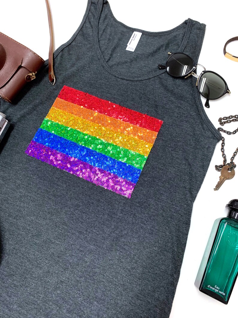 Sequin Rainbow Tank Top. Rainbow Pride Tank. Rainbow Mens | Etsy