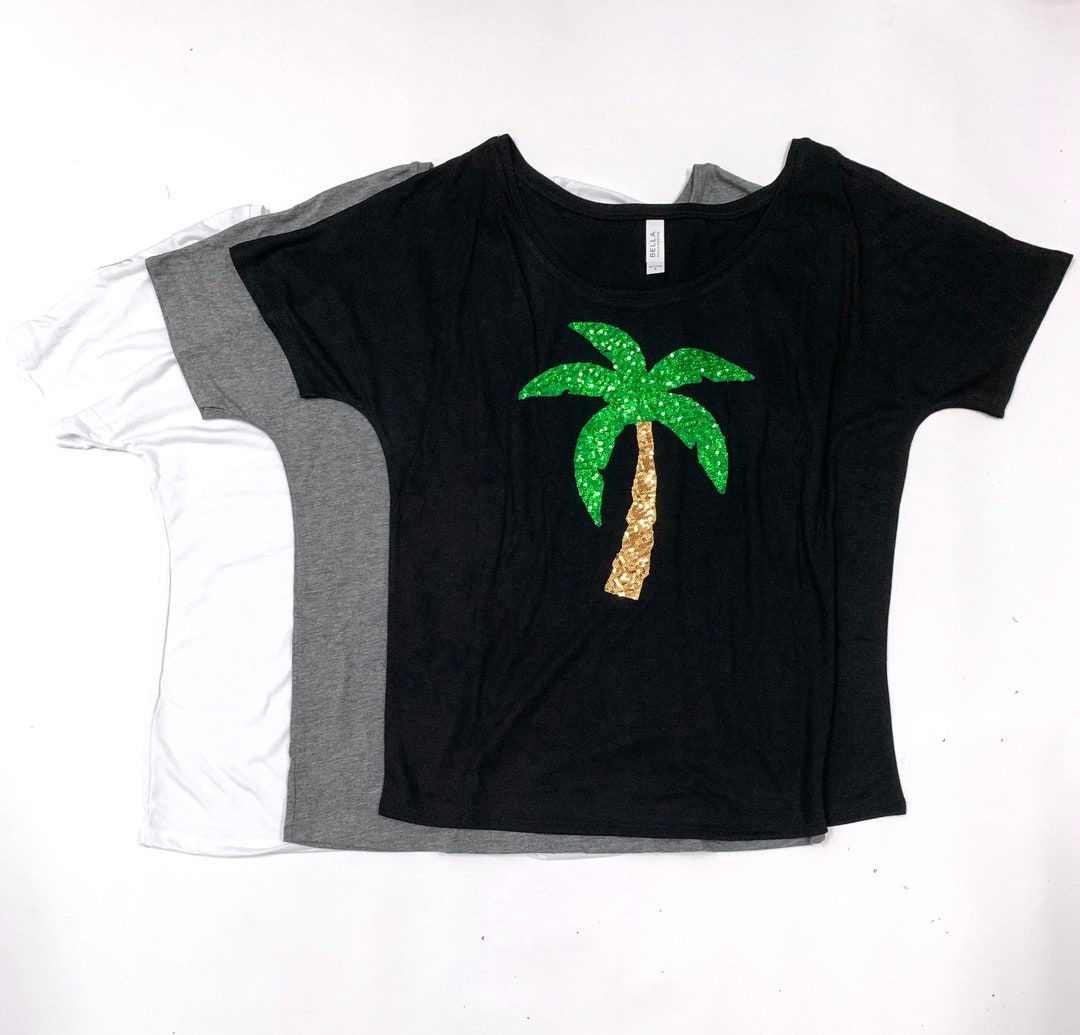 Vacation Shirt / Sequin Palm Tree Tee / Sequin Top / Hollywood / Womens ...
