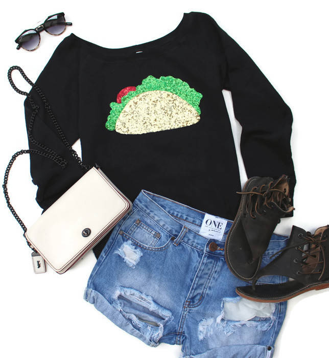 Sequin Taco Sweatshirt, Cinco De Mayo Shirt, Handmade - Etsy