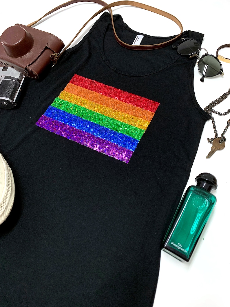 Sequin Rainbow Tank Top Rainbow Pride Tank Rainbow Mens Etsy