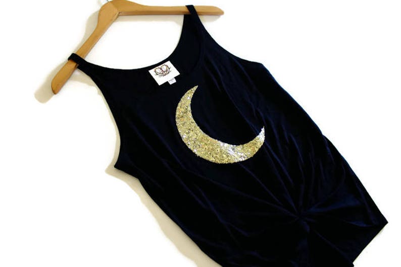 Sequin Moon Tank. Boho Star Moon Tank Top. Womens Moon Luna - Etsy