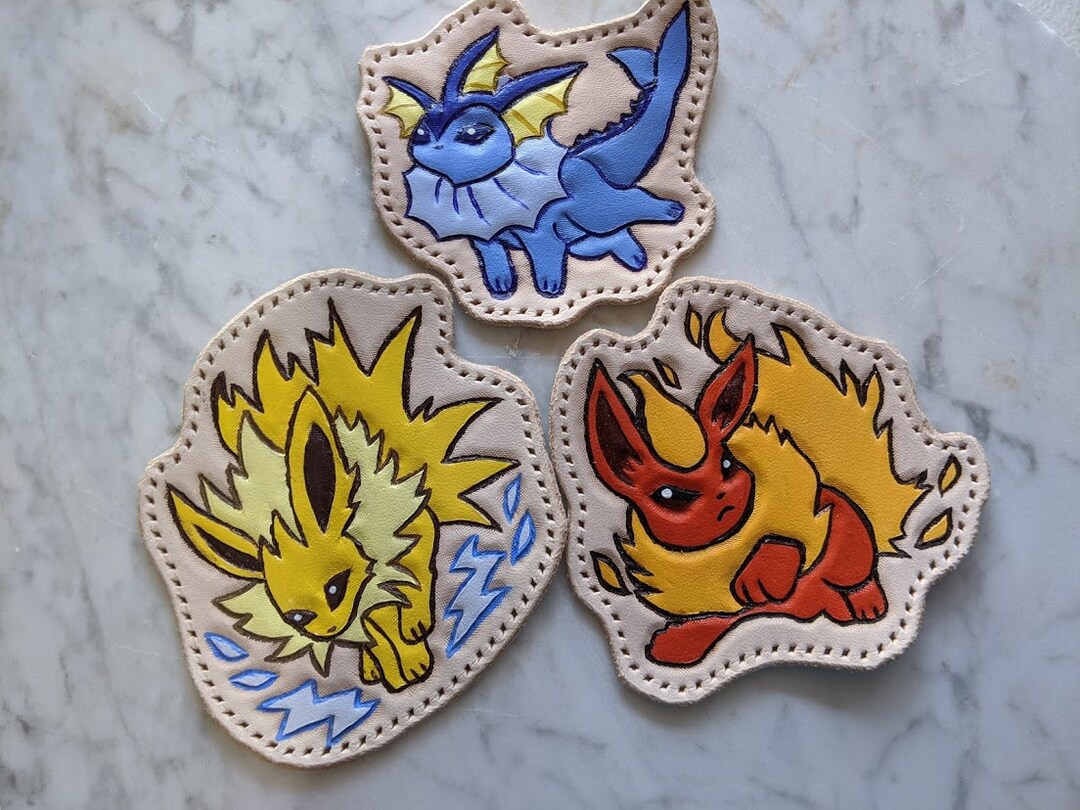 Pokemon Eeveelutions Leather Patches Hand Tooled & Painted - Etsy
