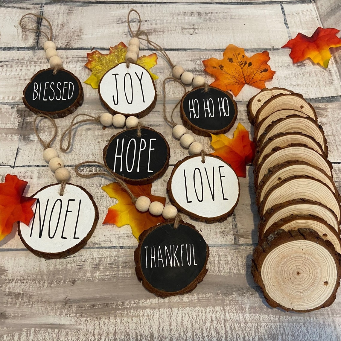 Wood Slice Christmas Ornaments, Farmhouse Ornaments, Rustic Christmas ...