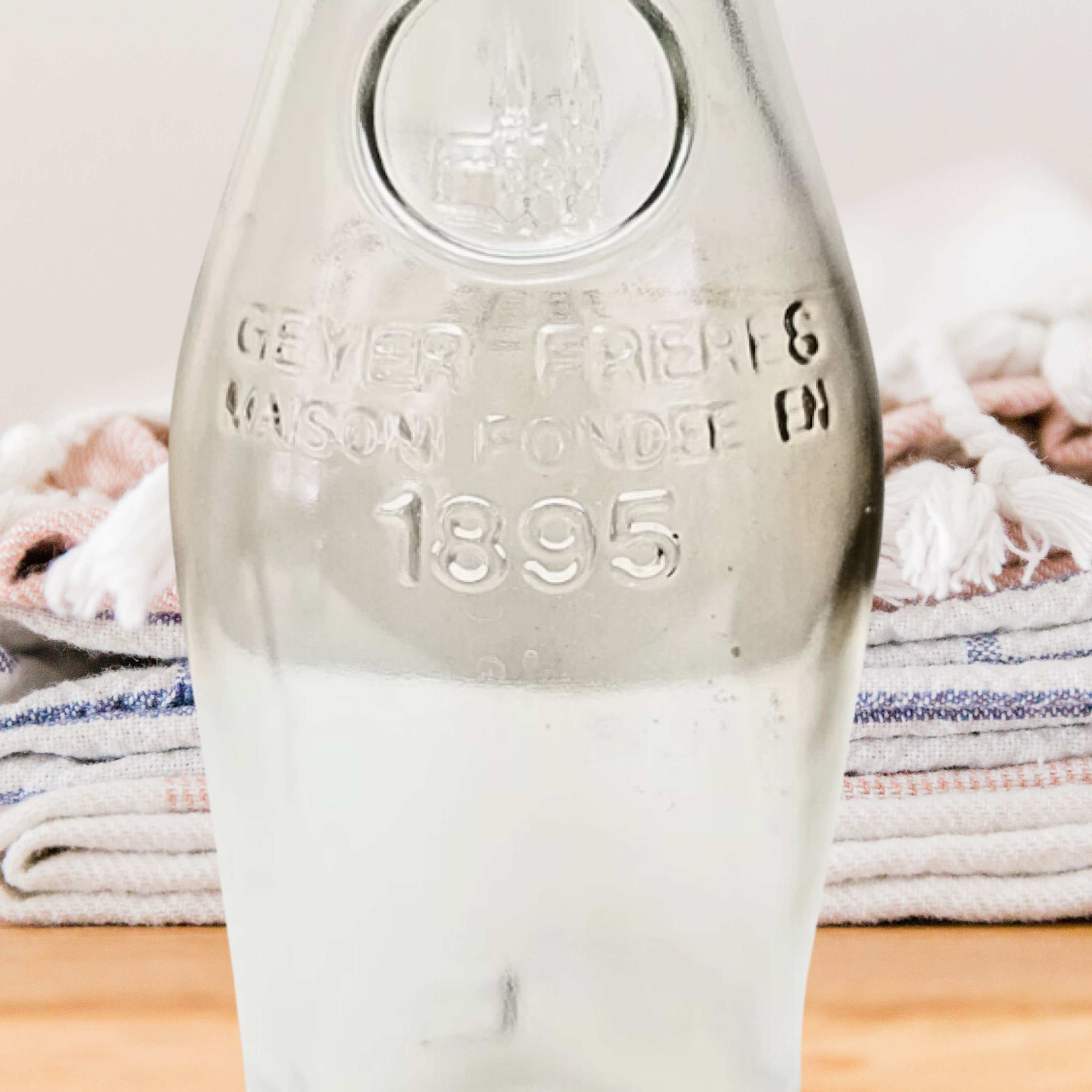 Vintage Geyer Freres Maison Fondee En 1895 Clear Glass Bottle W/bail ...