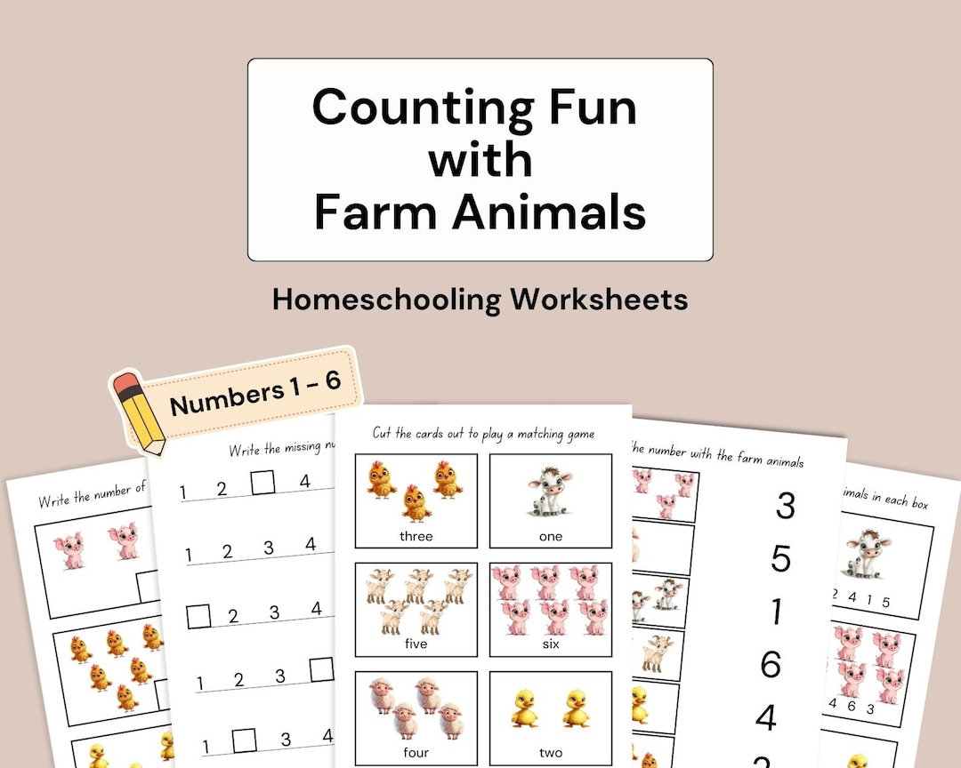 Homeschool Counting Fun With Farm Animals - Kindergarten Learning ...