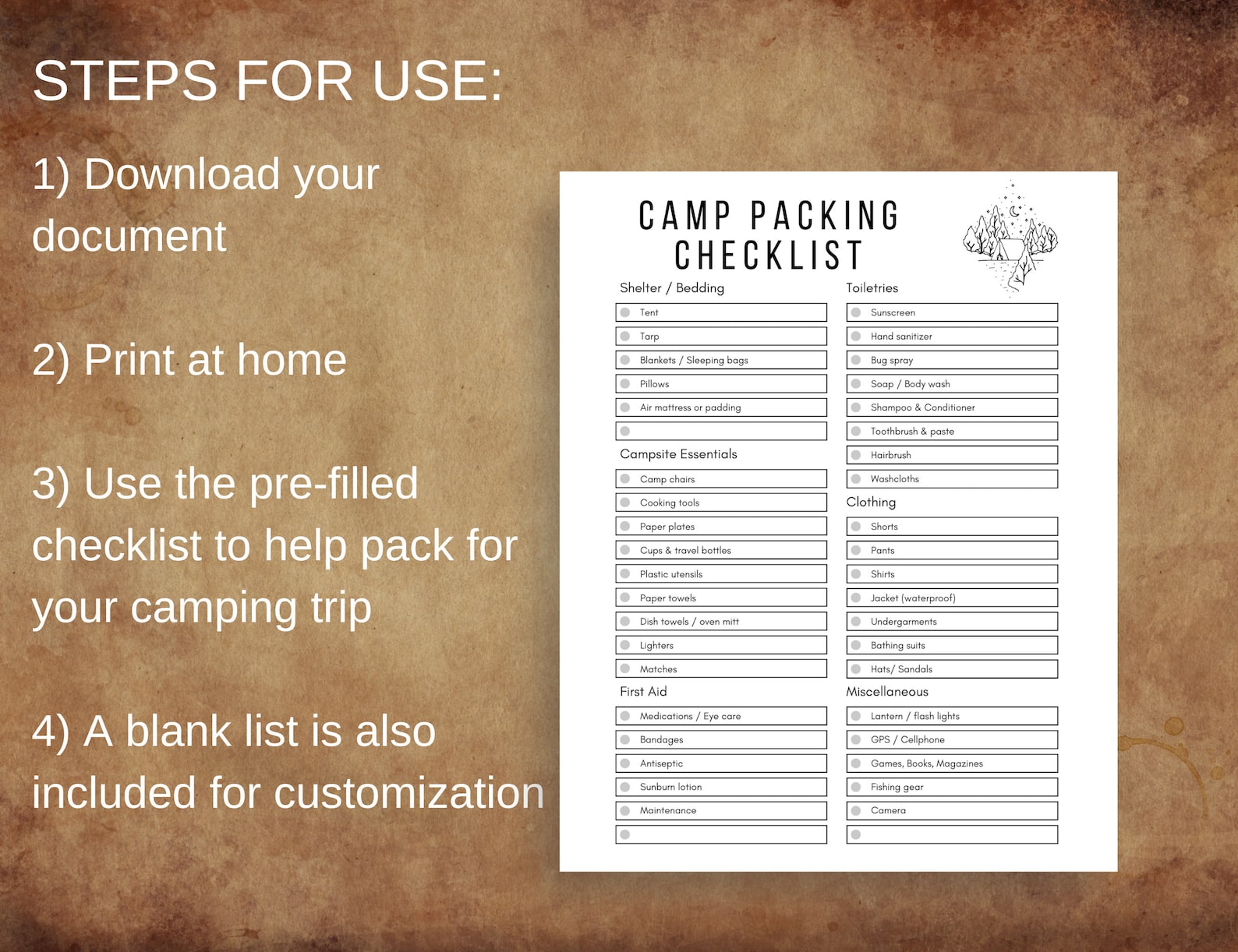 Camp Packing List Printable - Etsy