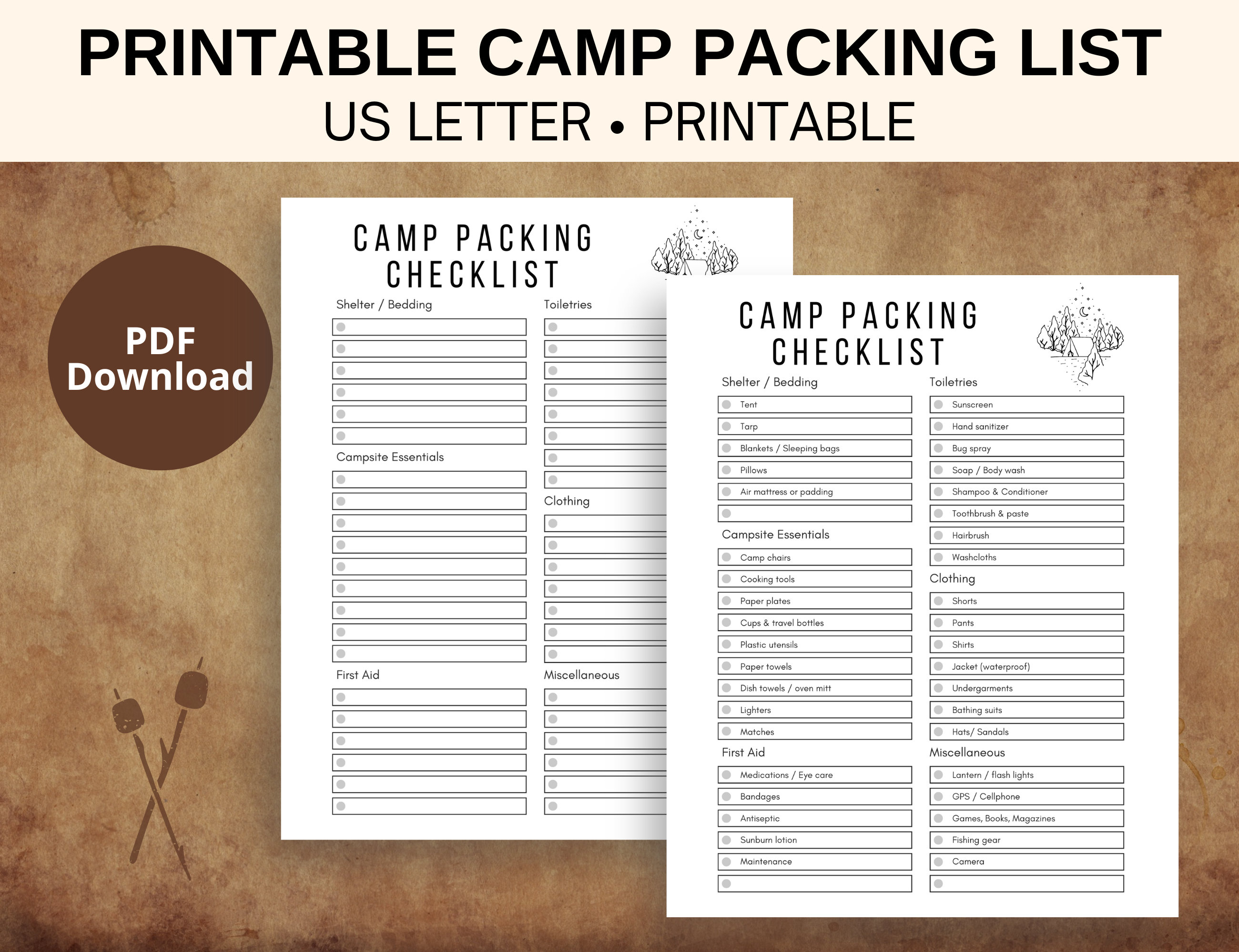 Camp Packing List Printable - Etsy