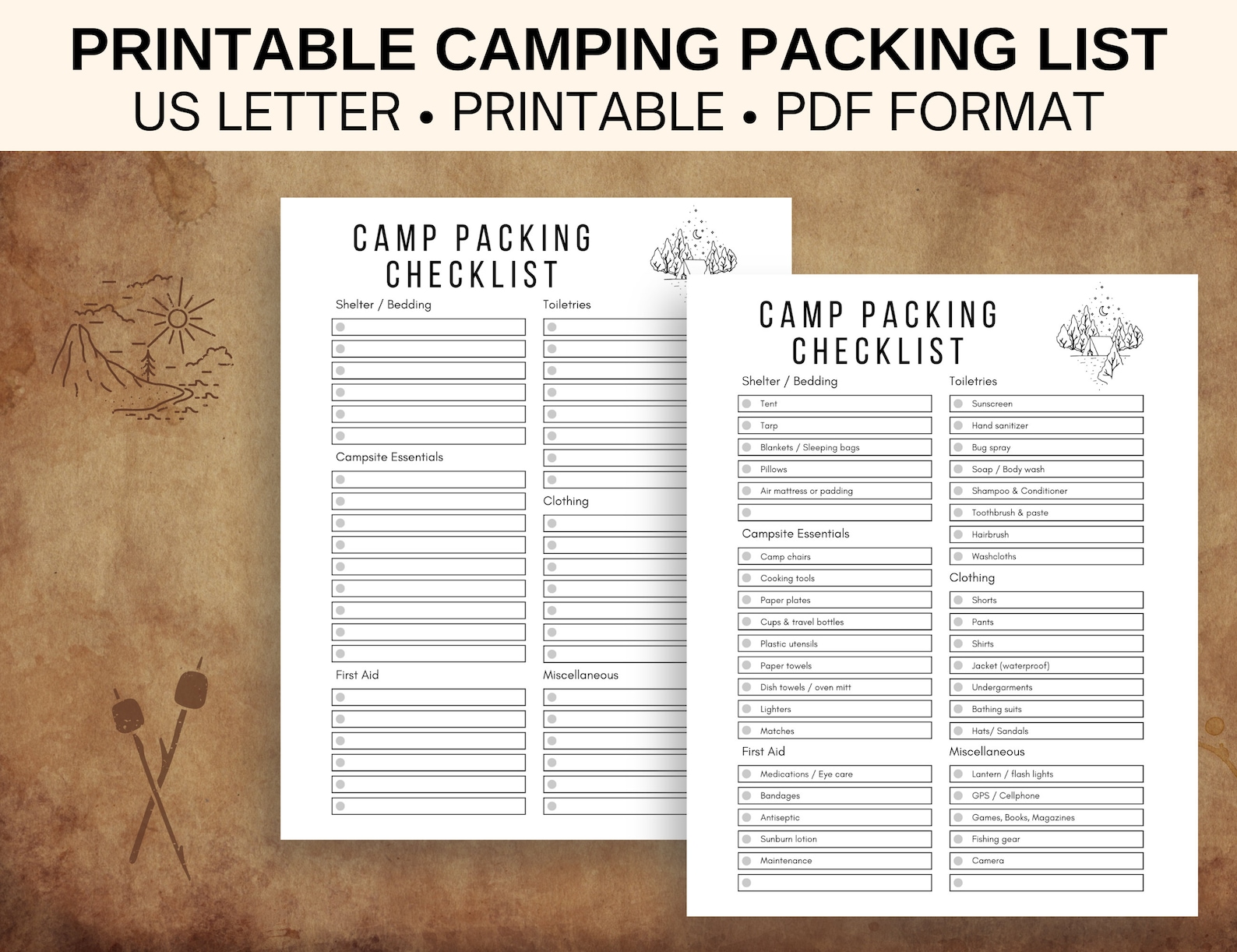 Camp Packing List Printable - Etsy