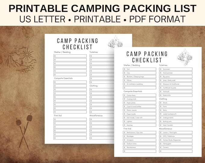 CAMP Packing List Template 1 - Etsy Canada