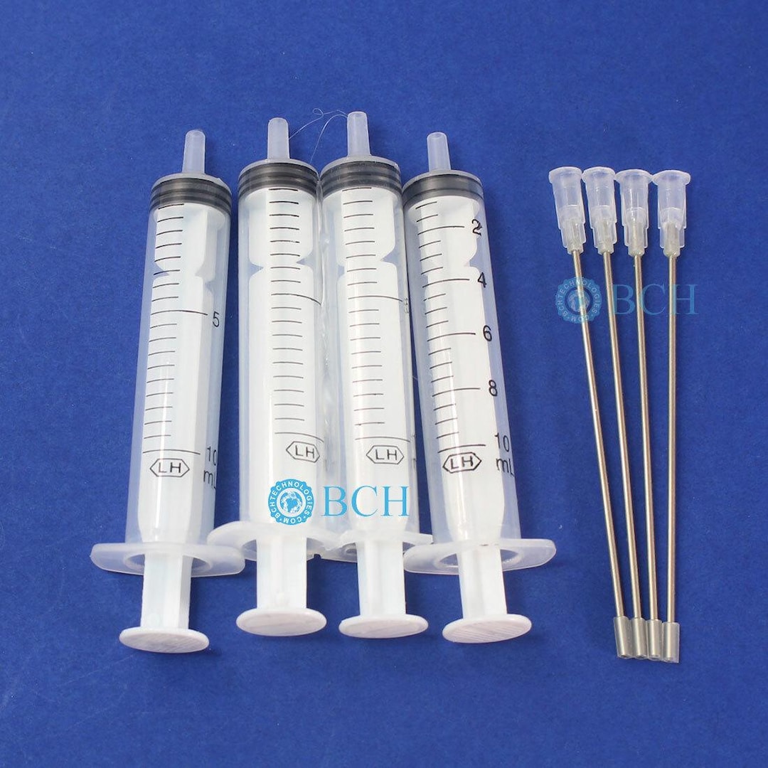 8 PCS Tool: 4x 10ml Syringe + 4x Extra Long Blunt Needle for Cartridge ...