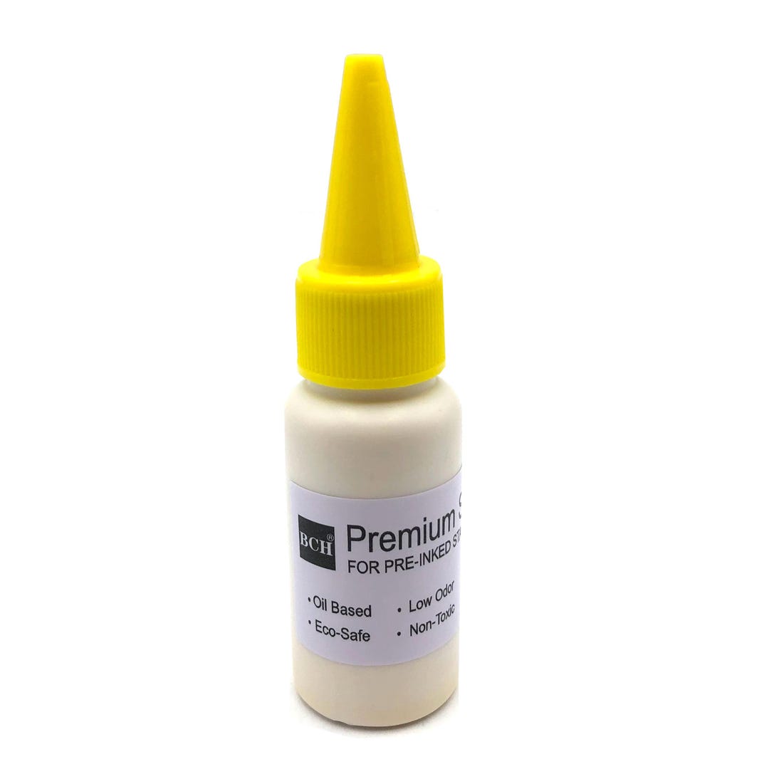 Yellow Oil-based Premium Stamp Refill Ink by BCH for Pre-inked Rubber ...