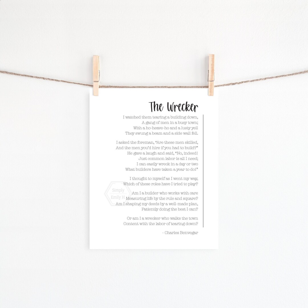PRINTABLE the Wrecker Poem- 5x7, 8x10, 11x14, 16x20, 18x24- Build Up ...
