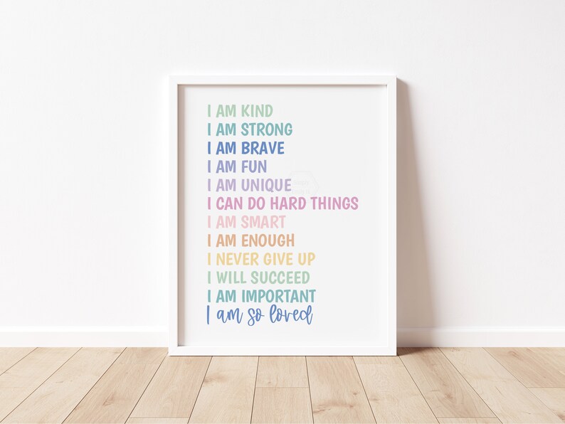 Positive Affirmations & Rainbow Hearts Print Set 5x7 8x10 - Etsy