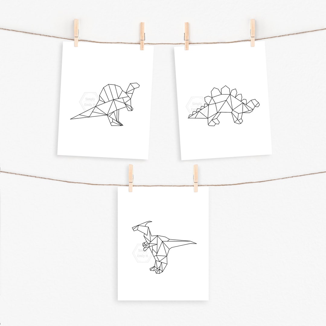 PRINTABLE Geometric Dinosaur Prints-8x10- Stegosaurus, Spinosaurus ...