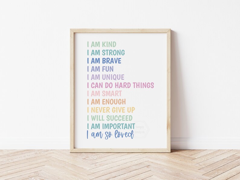 Positive Affirmations & Rainbow Hearts Print Set 5x7 8x10 - Etsy