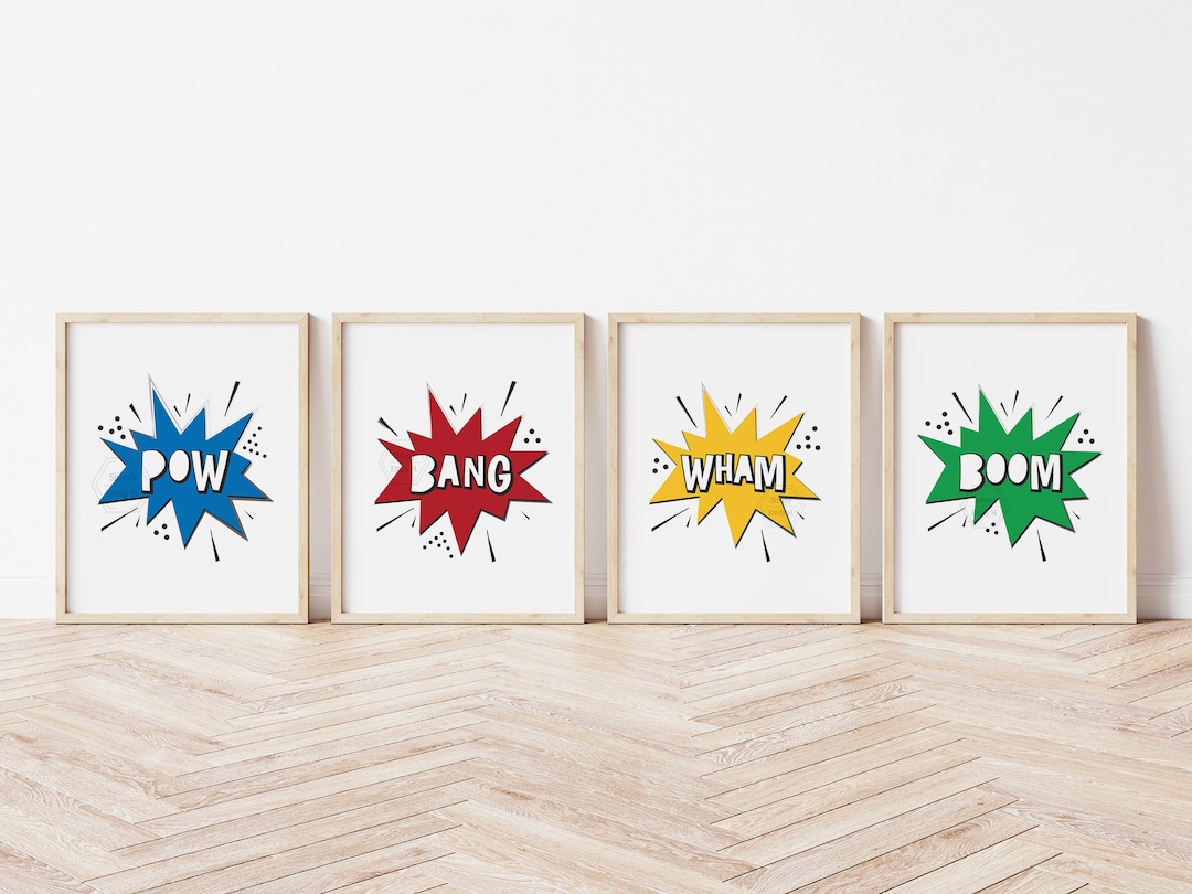 Pow Bang Wham Boom Prints 5x7 8x10 11x14 Superhero Wall - Etsy