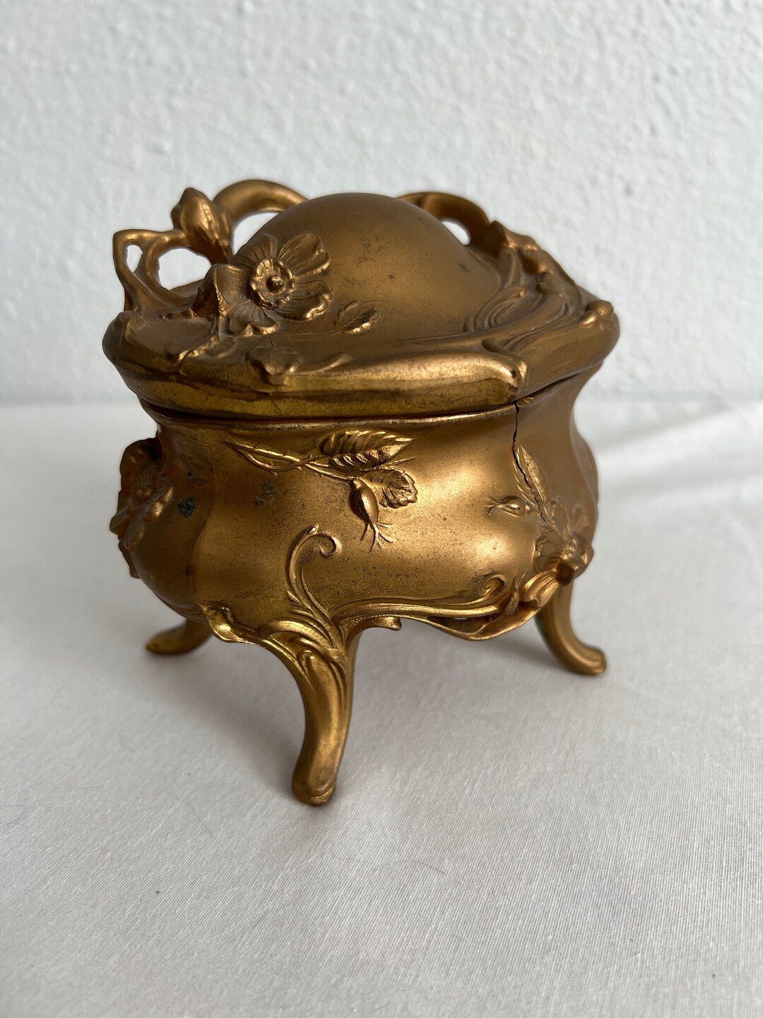 Vintage Early 1900's Cast Metal Jewelry Casket - Etsy