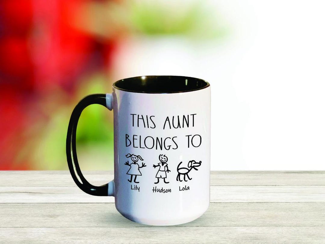 Aunt Coffee Mug Personalized With Stick Figure Kids, Family Gift ...