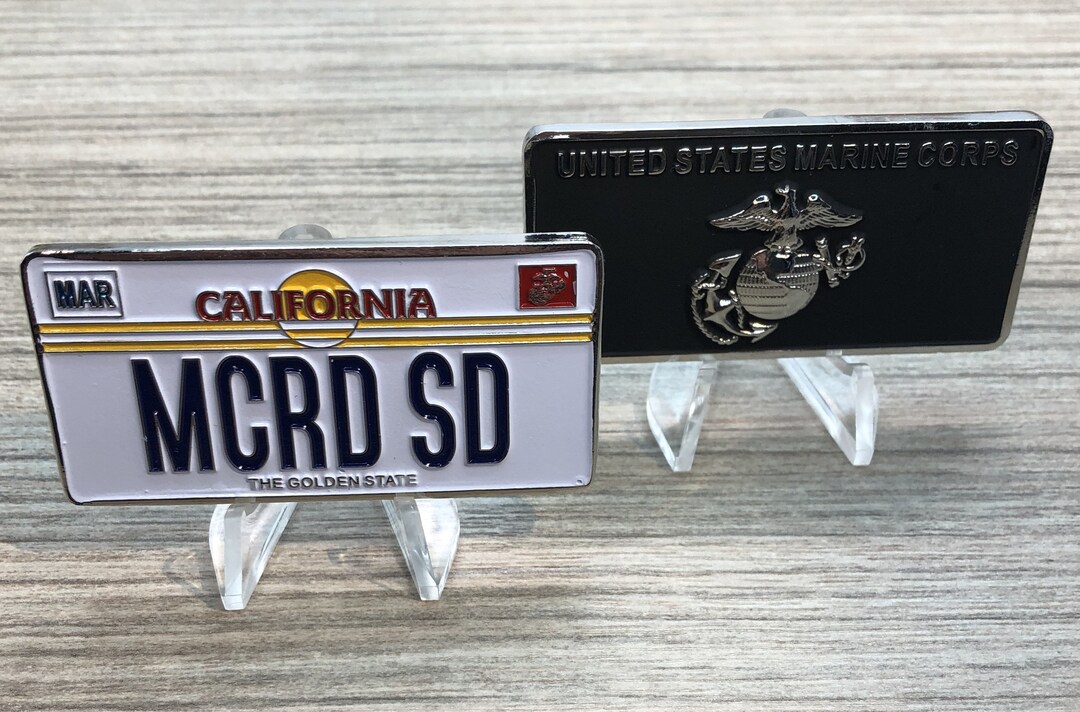 United States Marine Corps MCRD SAN DIEGO License Plate Challenge Coin ...