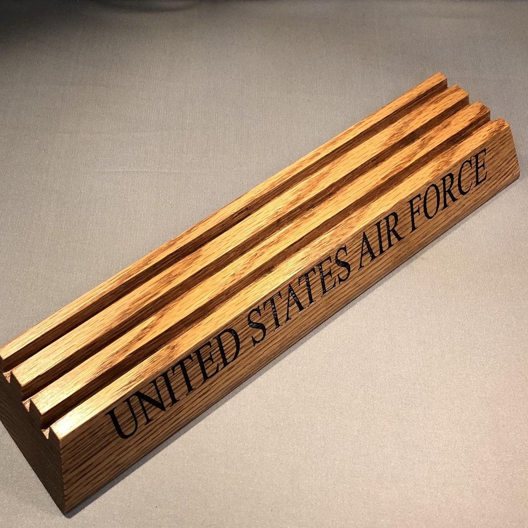Laser Etched United States AIR FORCE Oak Challenge Coin Display for 15 ...