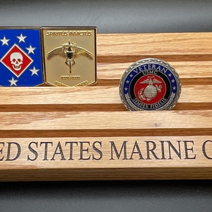 Etched United States MARINES CORPS With EGA Oak & Walnut Challenge Coin ...