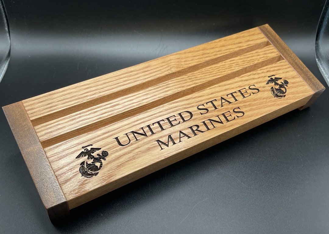 Etched United States MARINES With EGA Oak & Walnut Challenge Coin ...