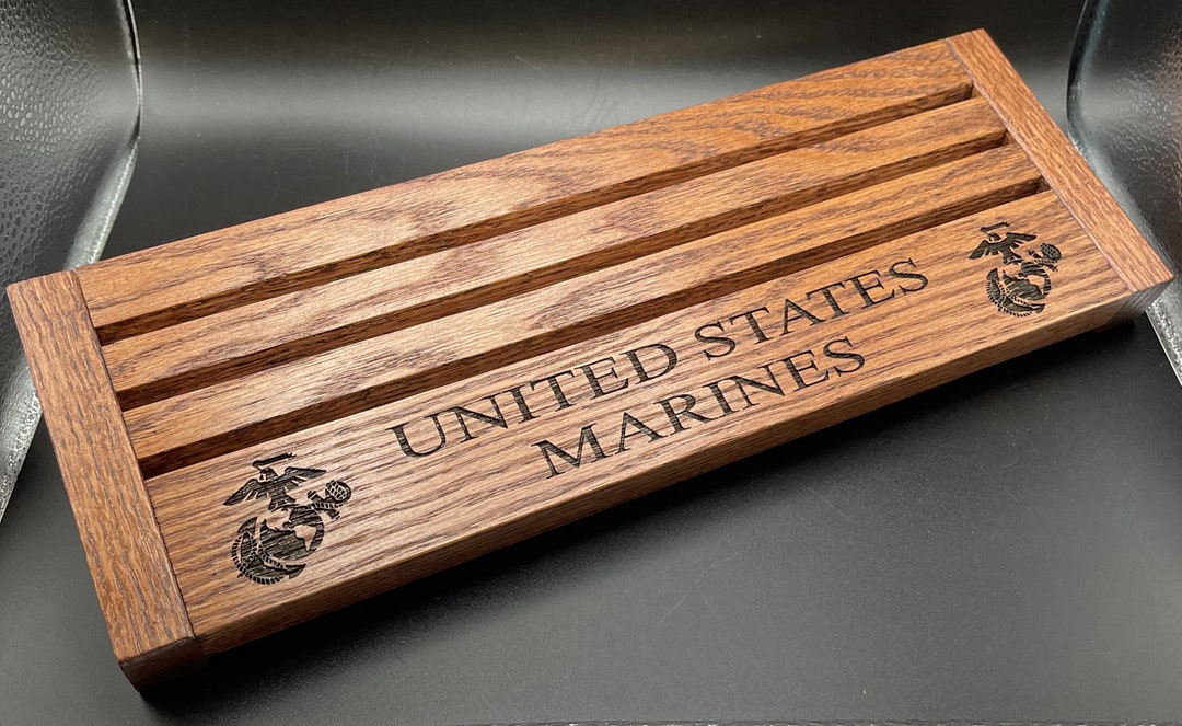 Etched United States MARINES CORPS With EGA Oak Stained Red Mahogany ...