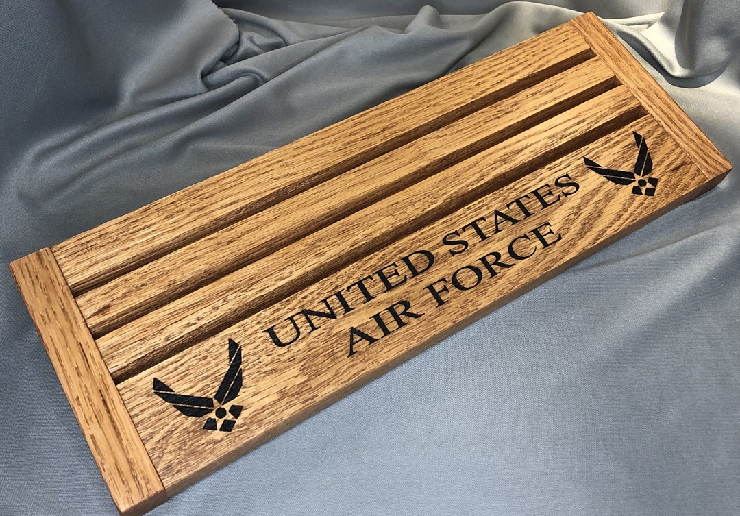 Laser Etched United States AIR FORCE Oak Challenge Coin Display for 18 ...