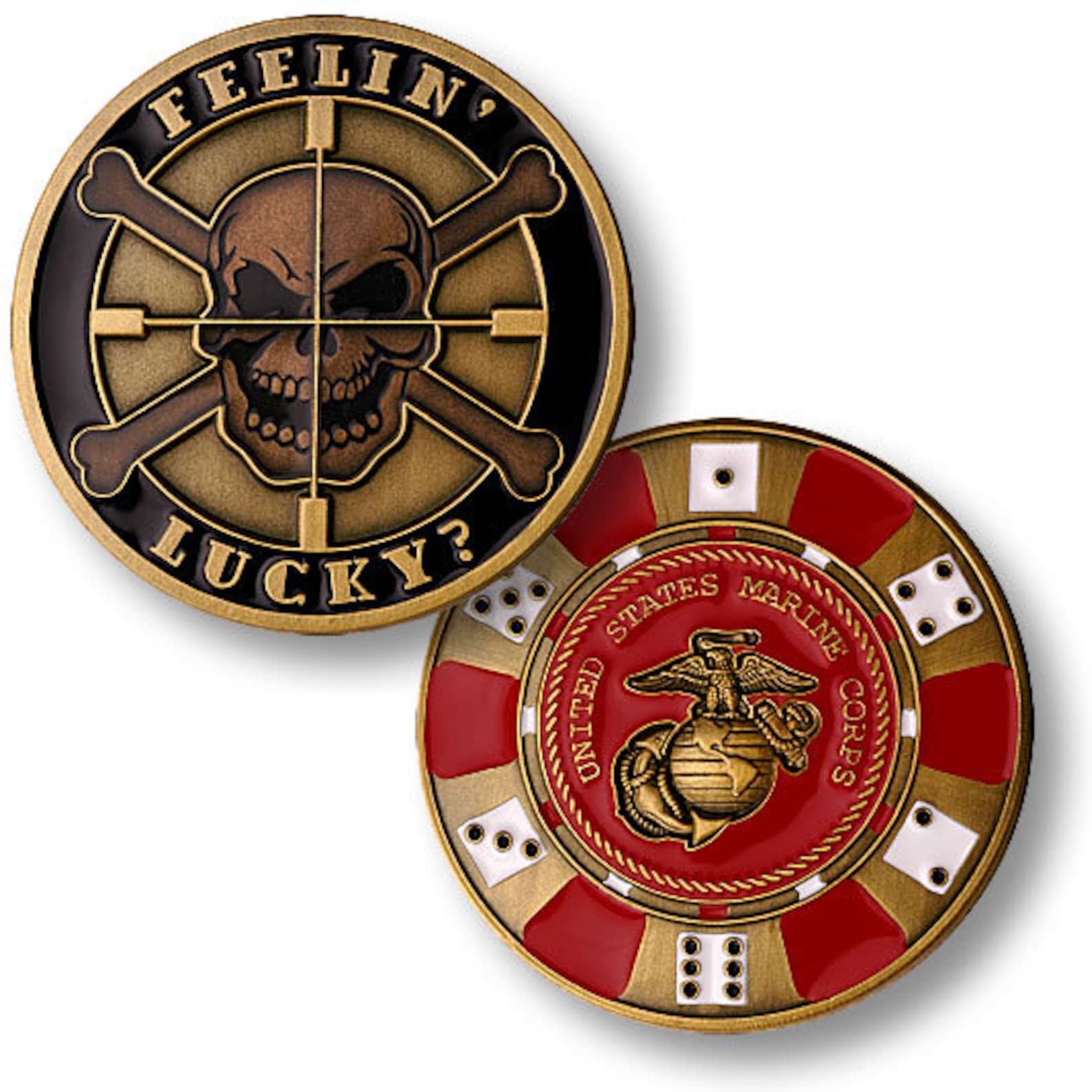 U.S. Marine Corps Feelin Lucky Challenge Coin Great Poker | Etsy