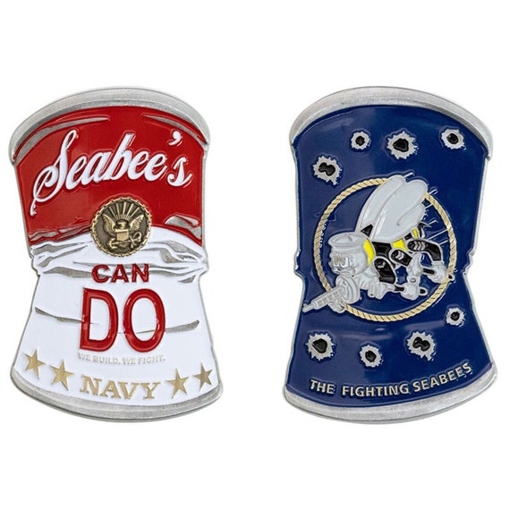 United States Navy Seabees Angry Bee We Build We Fight 2 Challenge Coin ...