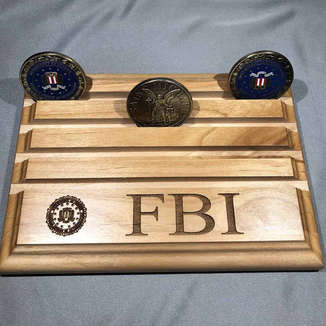 Etched FBI Challenge Coin Display Holds up to 16 Coins | Etsy