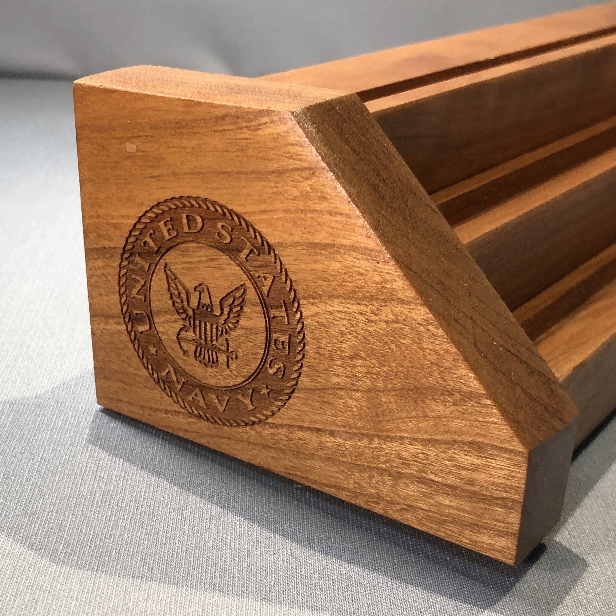 Natural Cherry NAVY Challenge Coin Display Holder Holds 15-21 - Etsy
