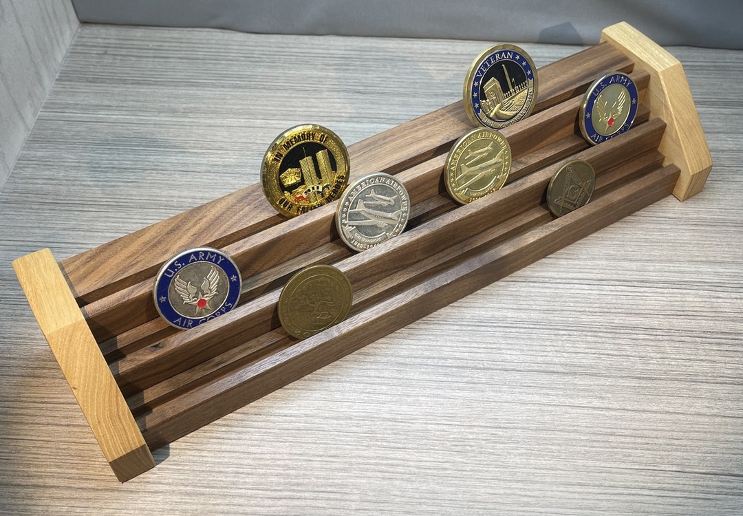 Nice Walnut With Ash Ends Challenge Coin Display Holds 20-24 Coins - Etsy