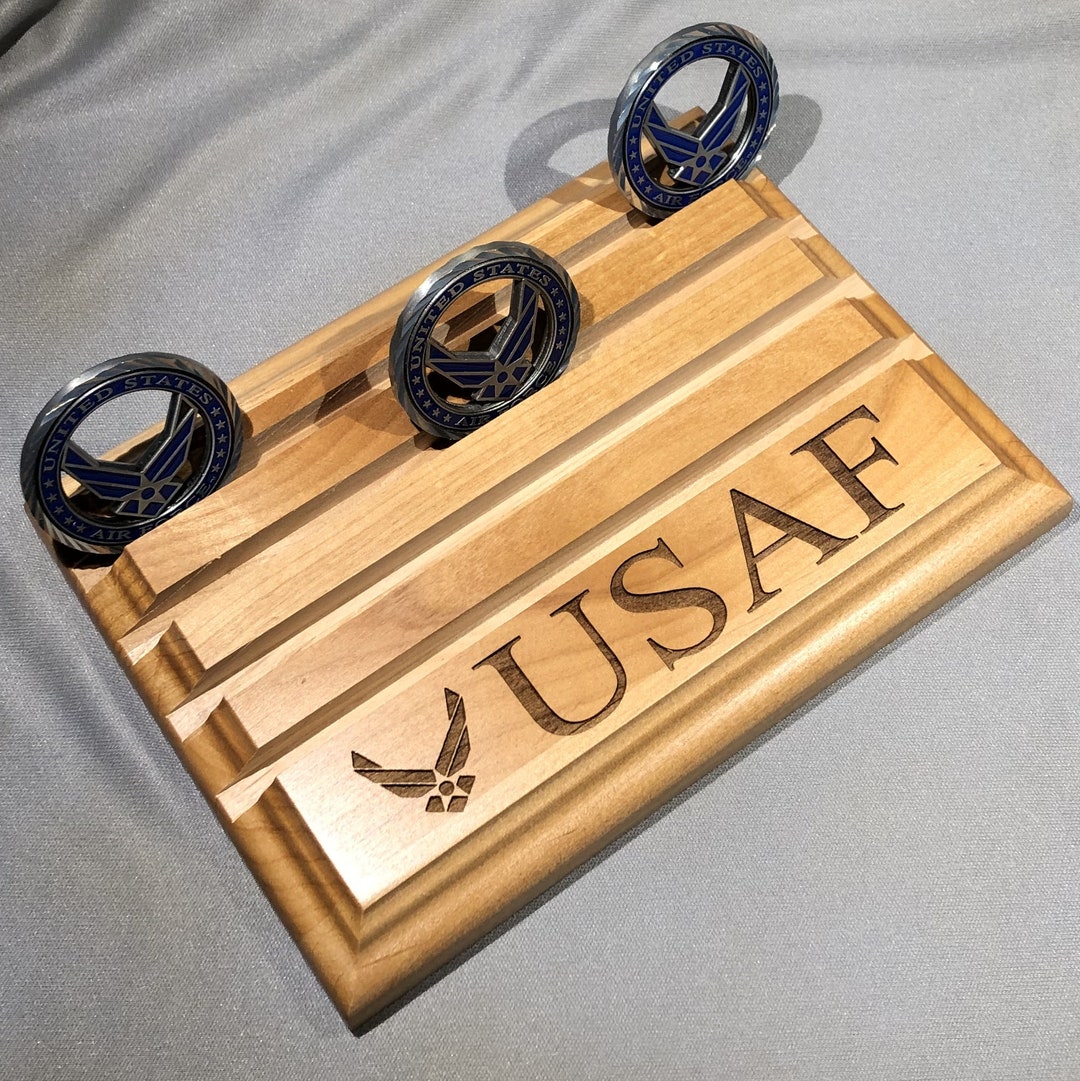 Etched USAF Challenge Coin Display Holds up to 16 Coins - Etsy