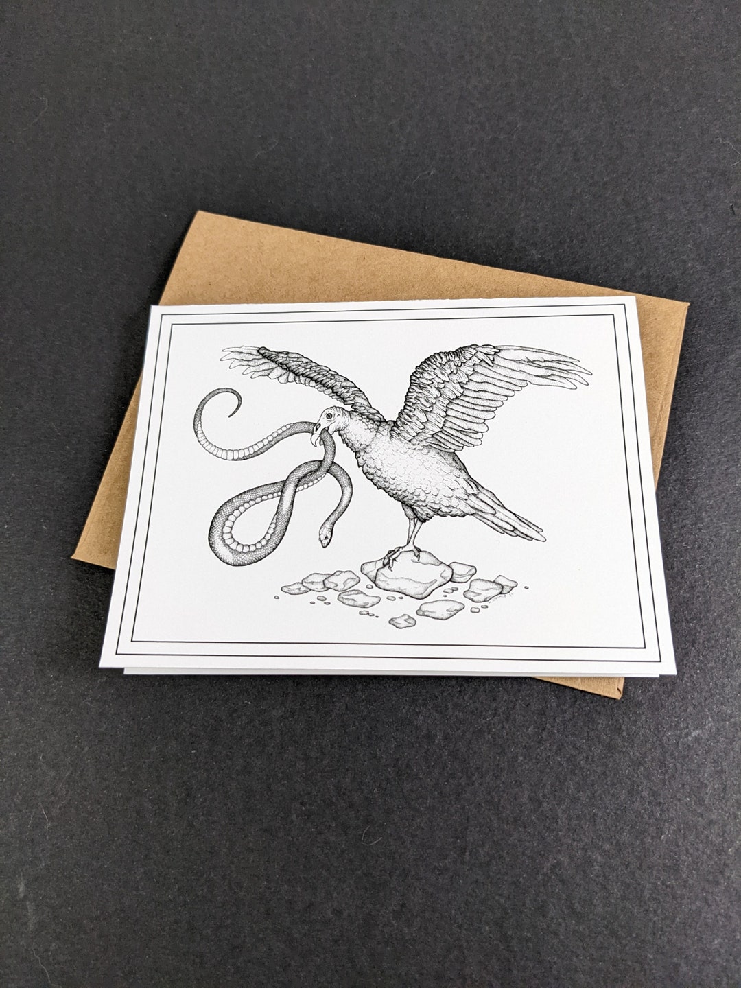 Turkey Vulture and Snake - Blank Card With Envelope - From Original Pen ...