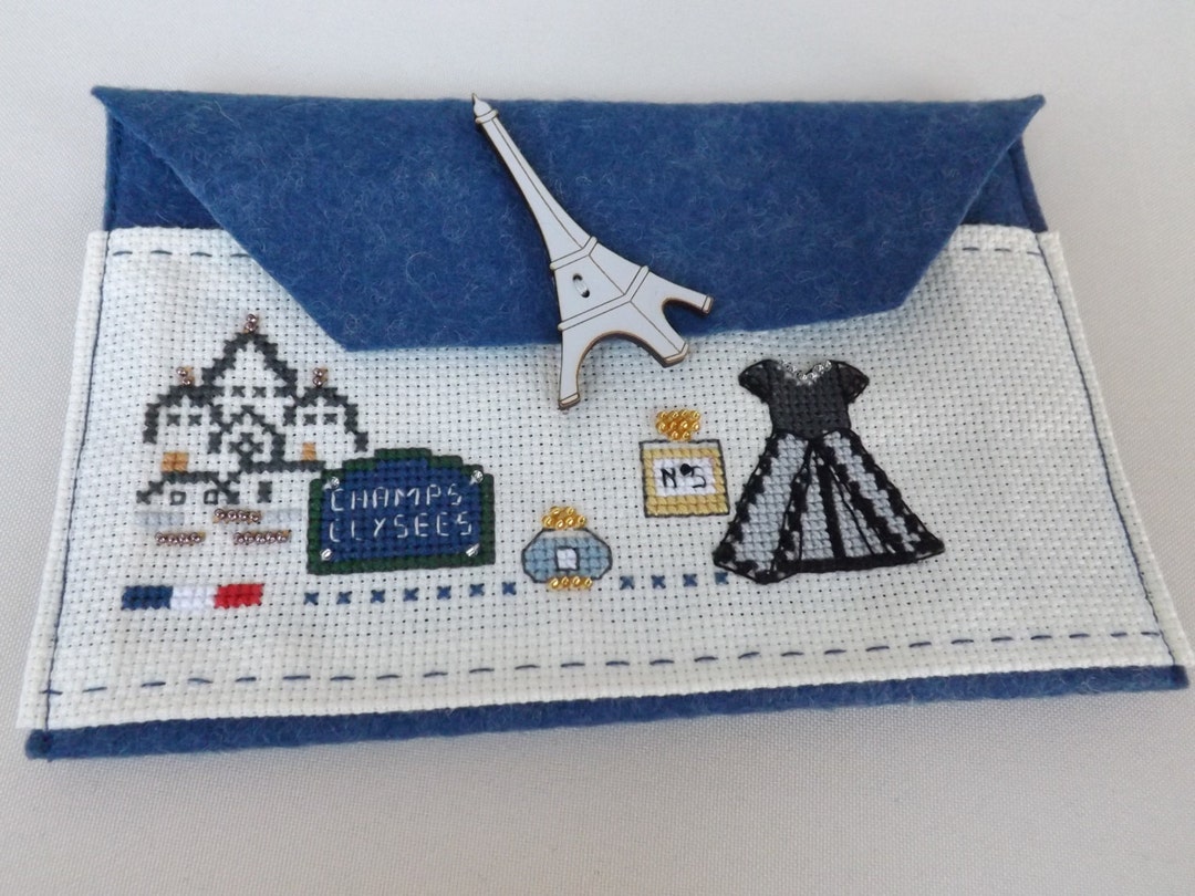 Small Kit paris Hand Embroidery With Counted Stitch and Pearls - Etsy