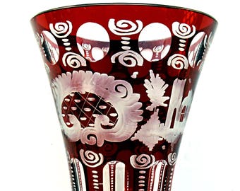 Red bohemian glass | Etsy