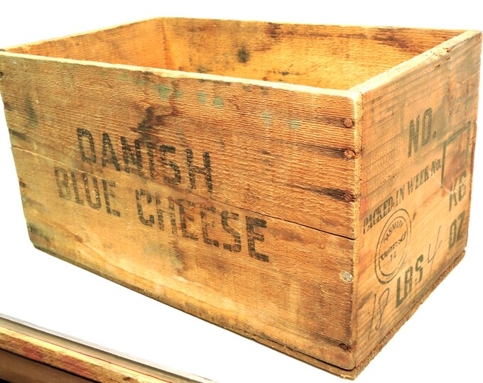 Wood Box Danish Blue Cheese Box Vintage From Danmark / Denmark - Etsy