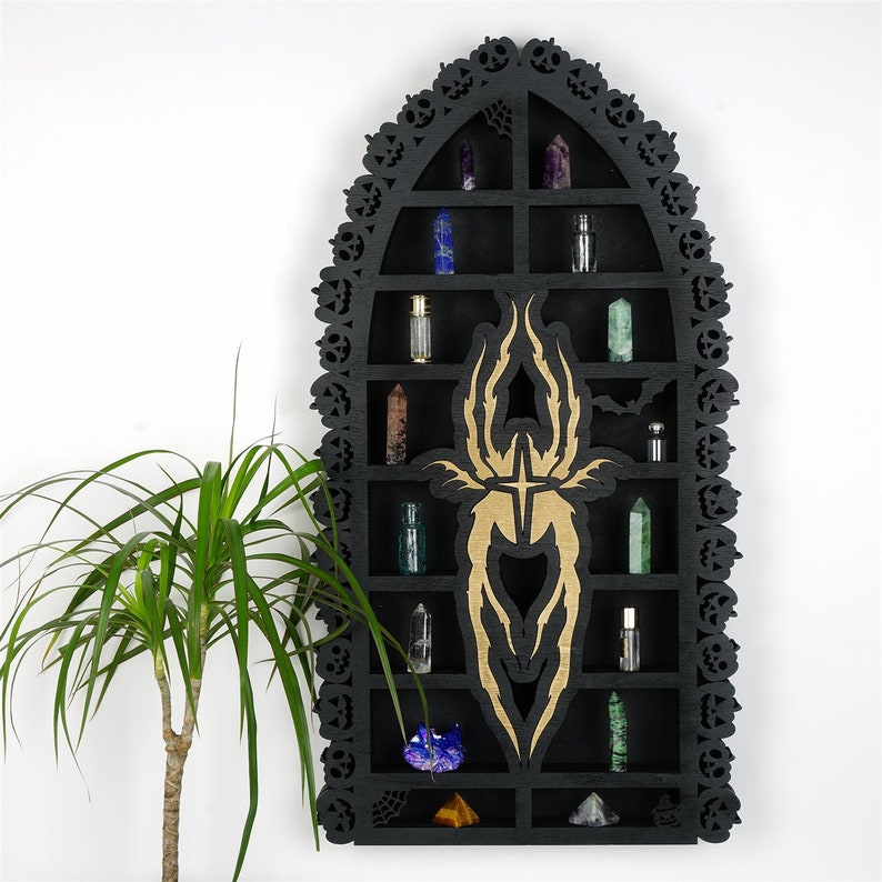 Wooden Spider Crystal Wall Shelf Gothic Wall Shelf Crystal - Etsy