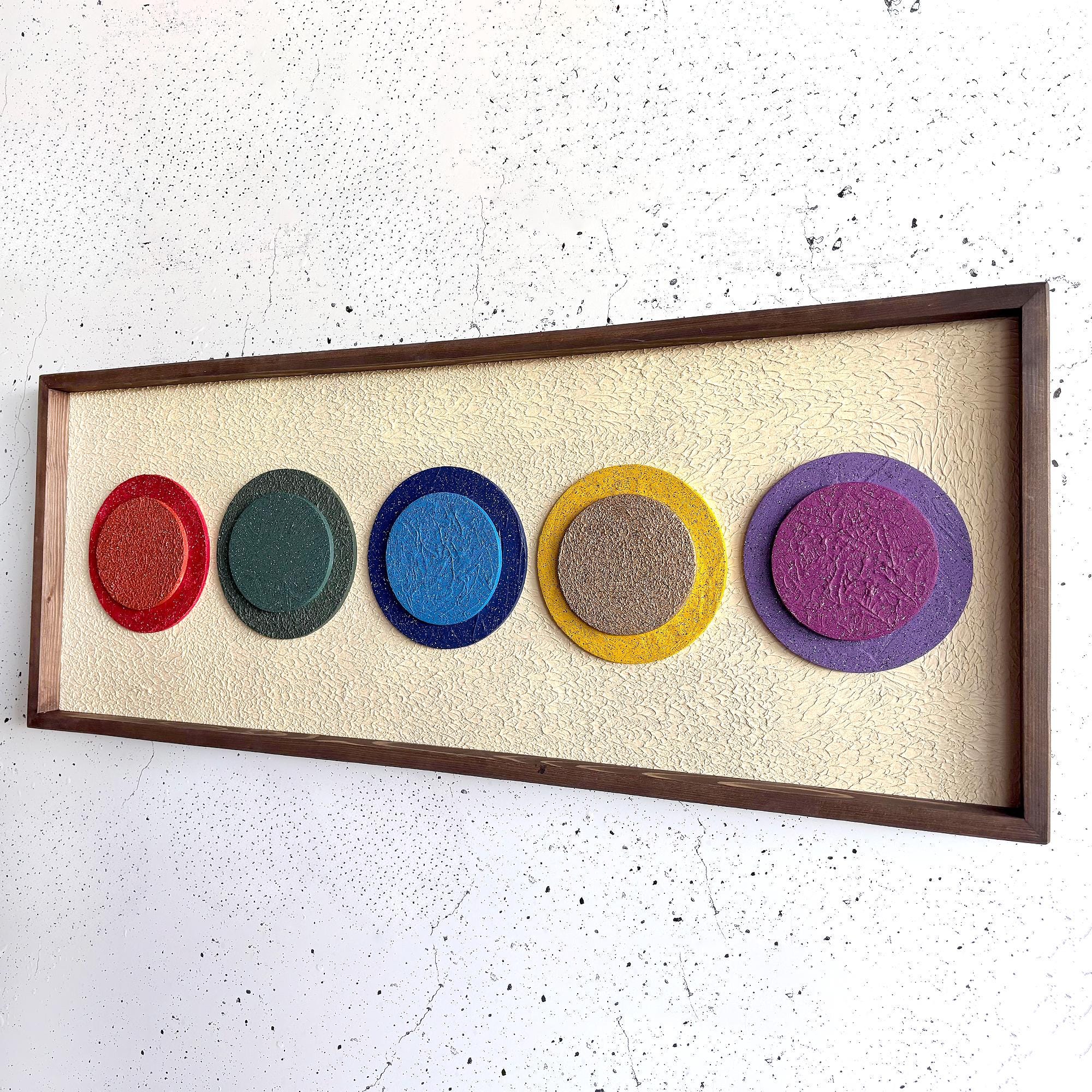 Colorful Textured Circle Wall Art,handmade Abstract Geometric Sculpture ...