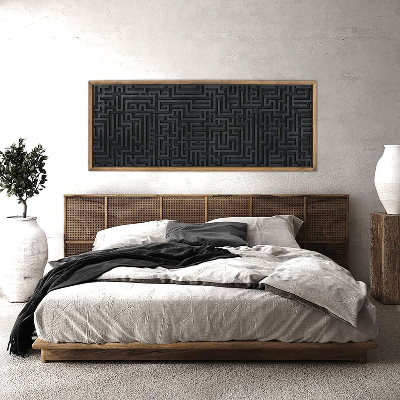 Wood Maze Wall Art Wall Art Long Maze Wood Wall Decorbedroom - Etsy