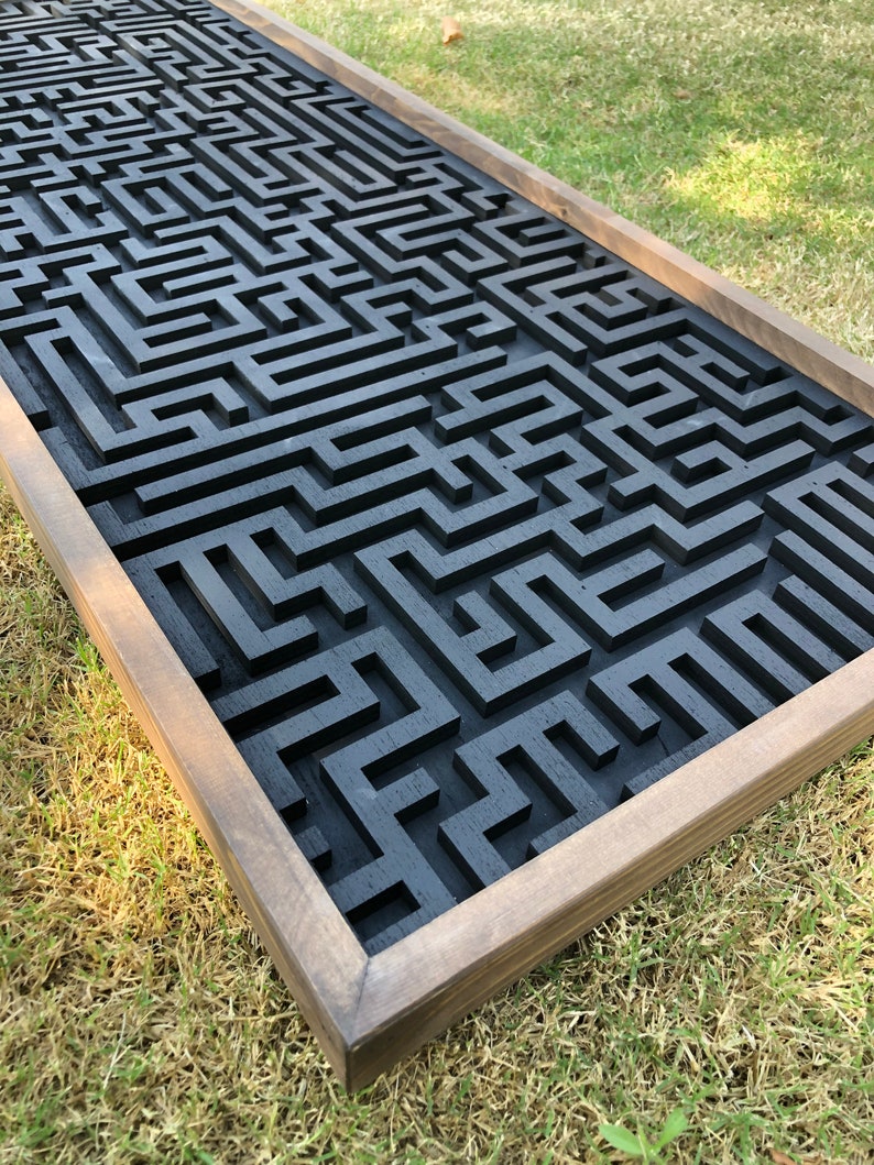 Wood Maze Wall Art Wall Art Long Maze Wood Wall Decorbedroom - Etsy