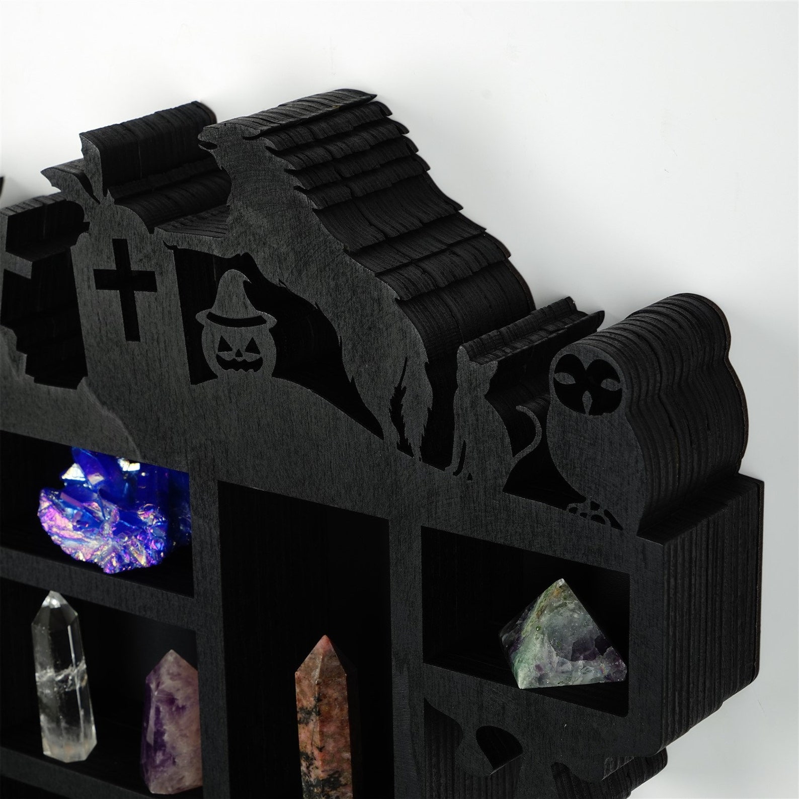 Wooden Cemetery Crystal Display Crystal Wall Shelf Gothic - Etsy