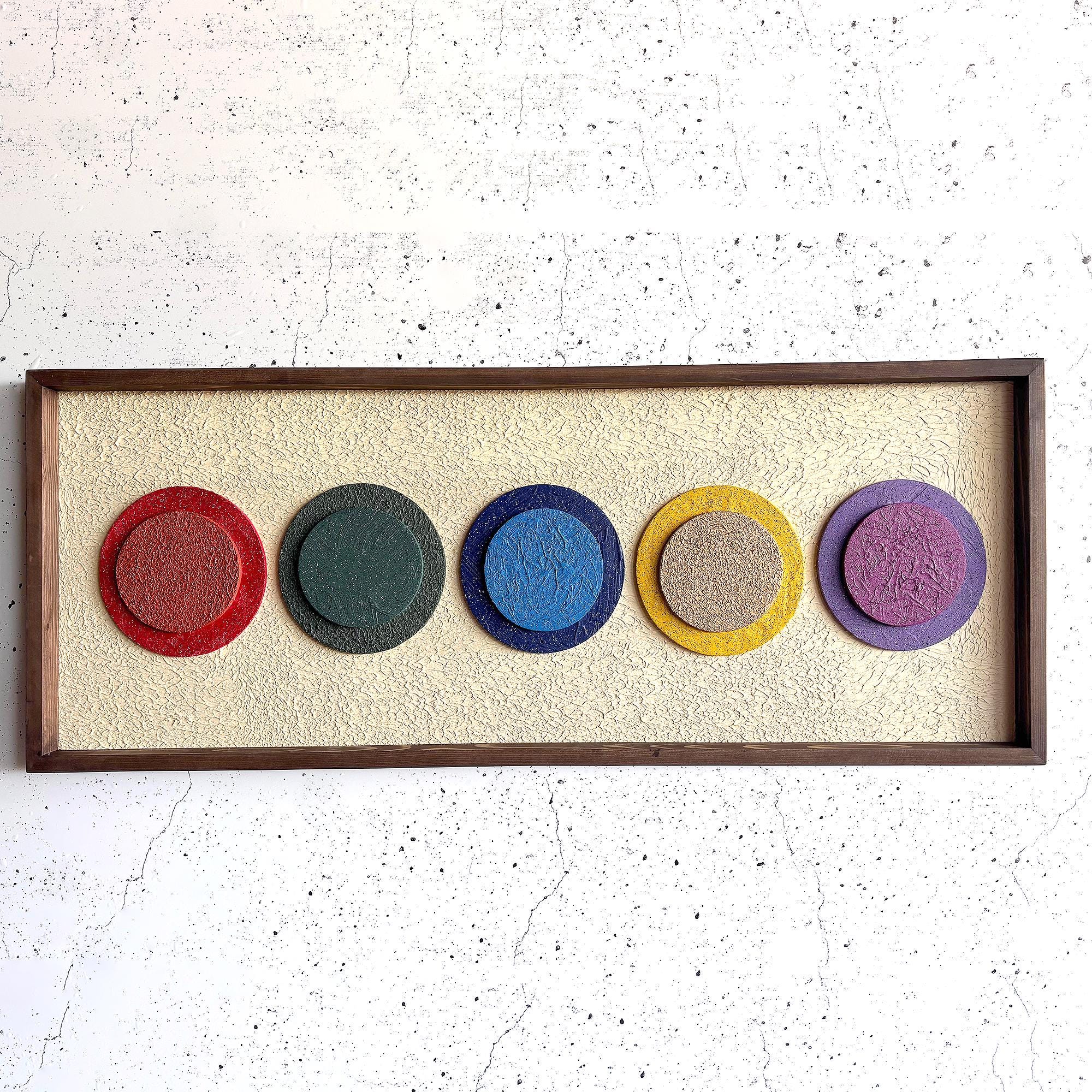 Colorful Textured Circle Wall Art,handmade Abstract Geometric Sculpture ...
